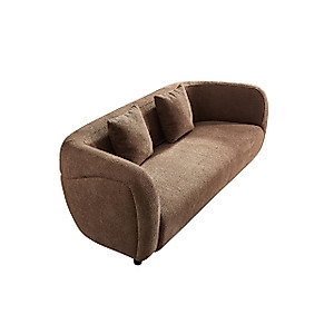 M MEETAKING 88.6'' Modern Texudo Sofa, 3-Seater Sofa with High Armrests,Luxury Curved Sofa, Oversized Boucle Sofa Couch, Modern Sofa for Living Room, Bedroom, Dining Room, Office, Guestroom (Camel)