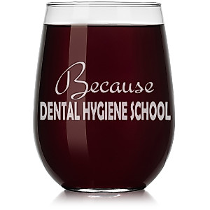 Wine Glass Funny Because Dental Hygiene School Student Hygienist (Stemless, 17oz)