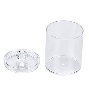 Agatige 1pcs Cotton Swab Ball Pad Holder Dispenser, Round Transparent Acrylic Storage Box with Lid for Cotton Ball,Cotton Swab,q-Tips,Cotton