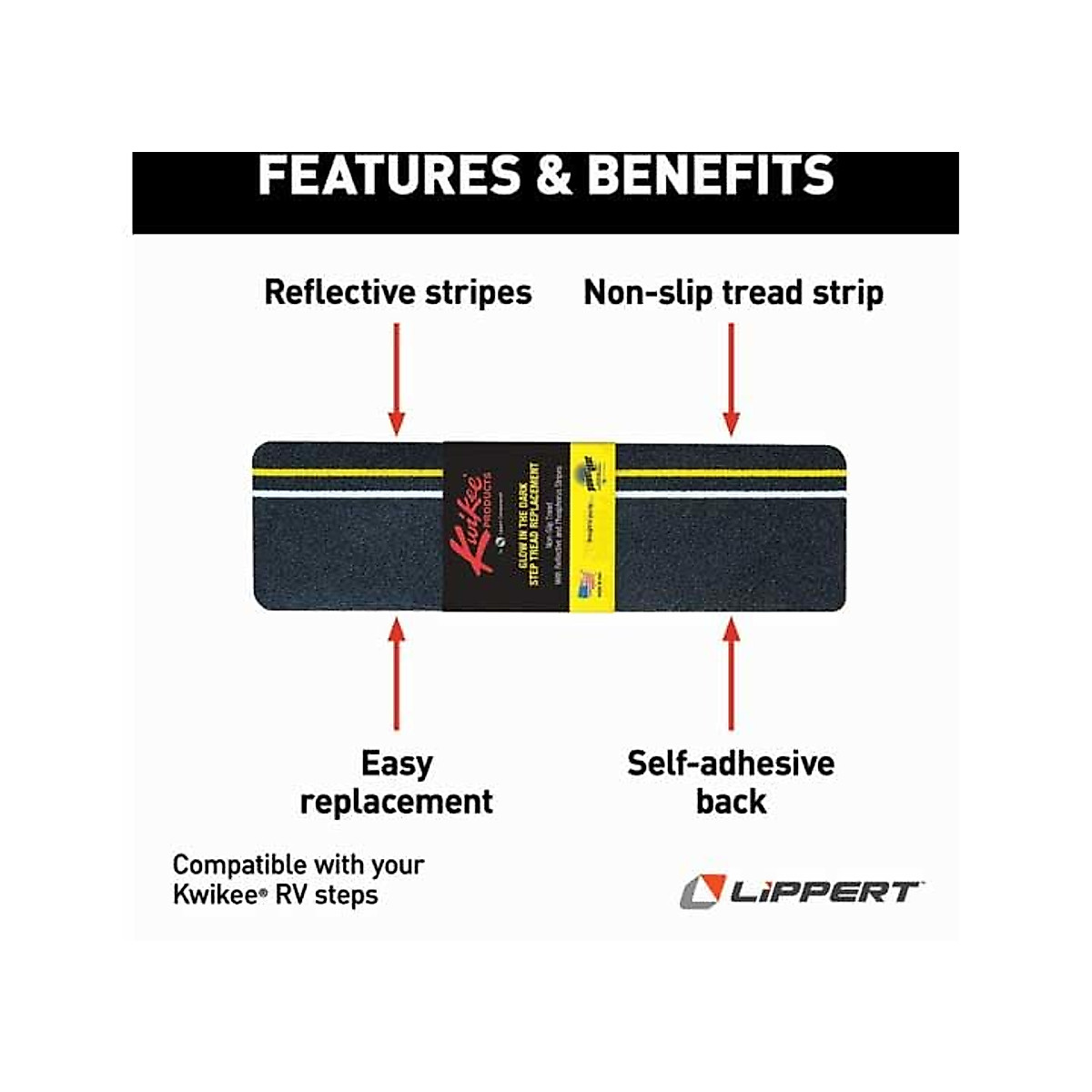 Lippert Components - 909506003 379600 Lippert 379600 Kwikee Glow-In-The-Dark Step Tread