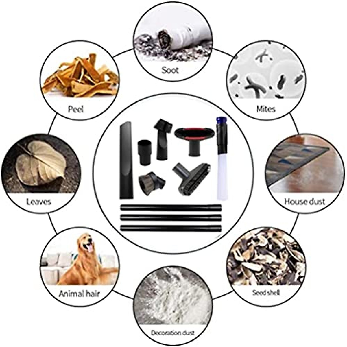 Vacuum Attachments for Shop Vac Accessories 1 1/4 inch & 1 3/8 inch Household Cleaning Kit With Adapter（10 Pcs）