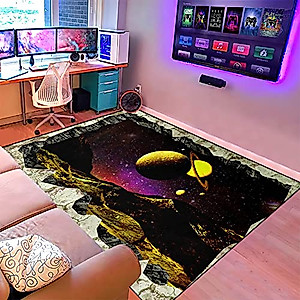 ELKEYE 3D Galaxy Nebula Outer Space Space Area Rug Boy Play Rugs Bedroom Living Room Kitchen Rug Throw Rug Yoga Mat, 2.5x4 Feet