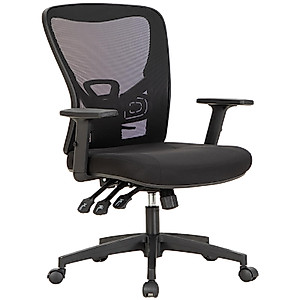 Sophia & William Ergonomic Rocking Mesh Office Desk Chair High Back, Modern 360° Swivel Executive Computer Chair with Height Adjustable Armrests, Lumbar Support, Black