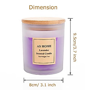 AS HOME Lavender Candles Scented, 7oz | Aromatherapy Lavender Candle in Frost Glass Jar with Wooden Lid | Single Wick Candles for Relaxation | 30 Hours Burn Time