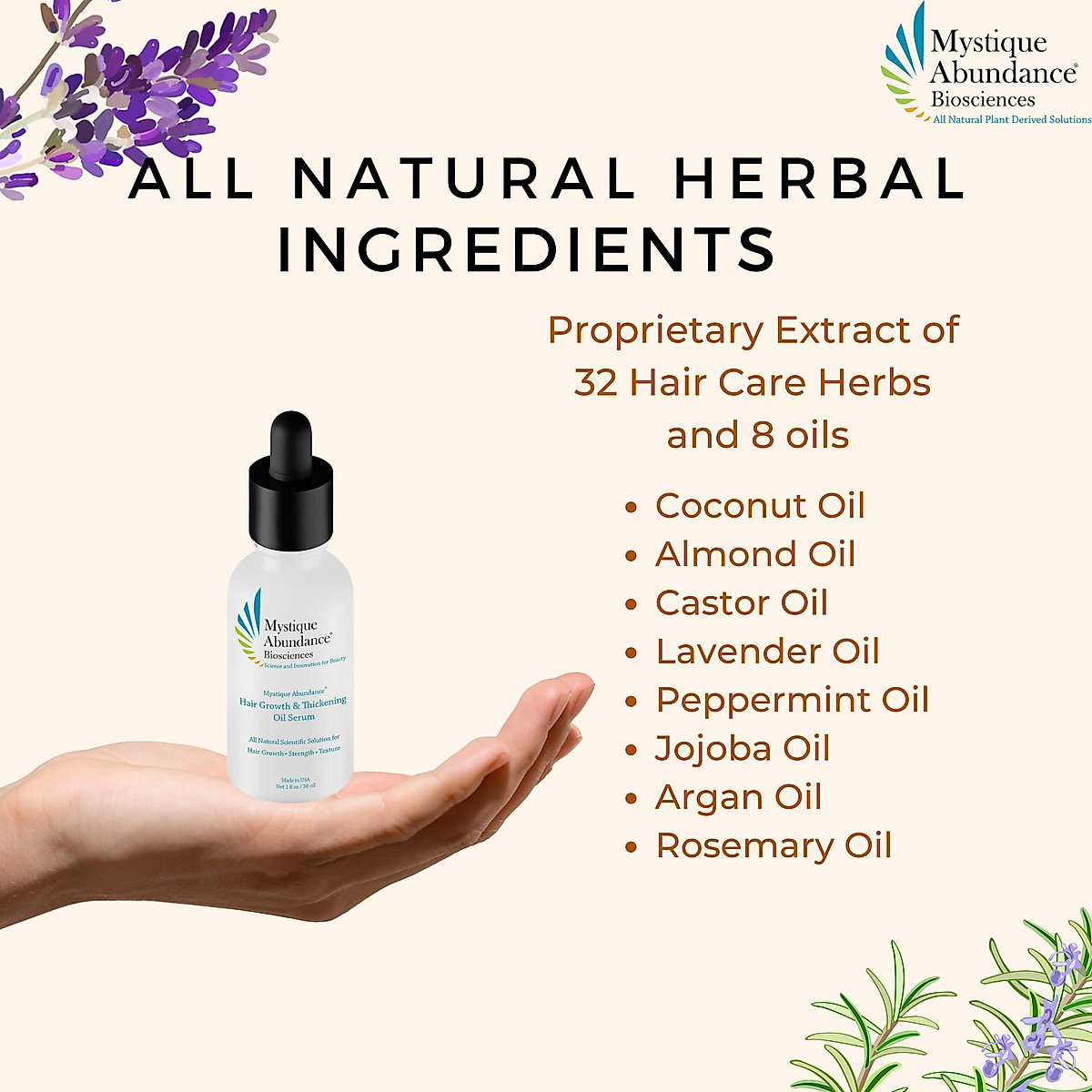 Herbal Hair Growth Oil: Extra Strength Serum for Growth, Anti-Thinning & Hair Fall, Tangle-Free Tresses, Soothe Dandruff, Dry & Itchy Scalp, and Combat Male Pattern Baldness