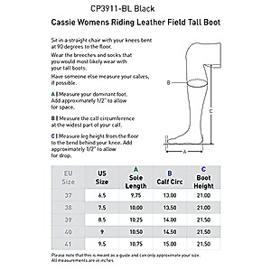HORZE Cassie Womens Equestrian Riding Leather Field Tall Boots - Black - 9