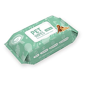 Air Jungles Pet Grooming Wipes for Dogs and Cats 100 Count, 8" x 10" Extra Large Plant-Based Earth-Friendly Hypoallergenic Deodorizing Pet Wipes for Paws Body Face Ear Butt