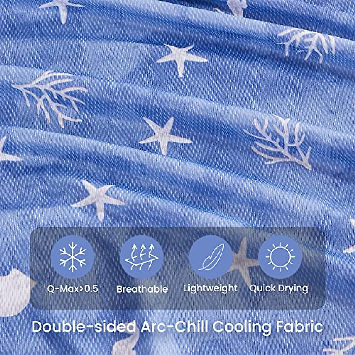 Elegear Cooling Blanket (Queen Size 90"x90"), Q-Max>0.5 Japanese Arc-Chill Cooling Blankets for Hot Sleepers, Double Sided Cold Blankets for Sleeping, Lightweight Breathable Summer Blanket - Blue