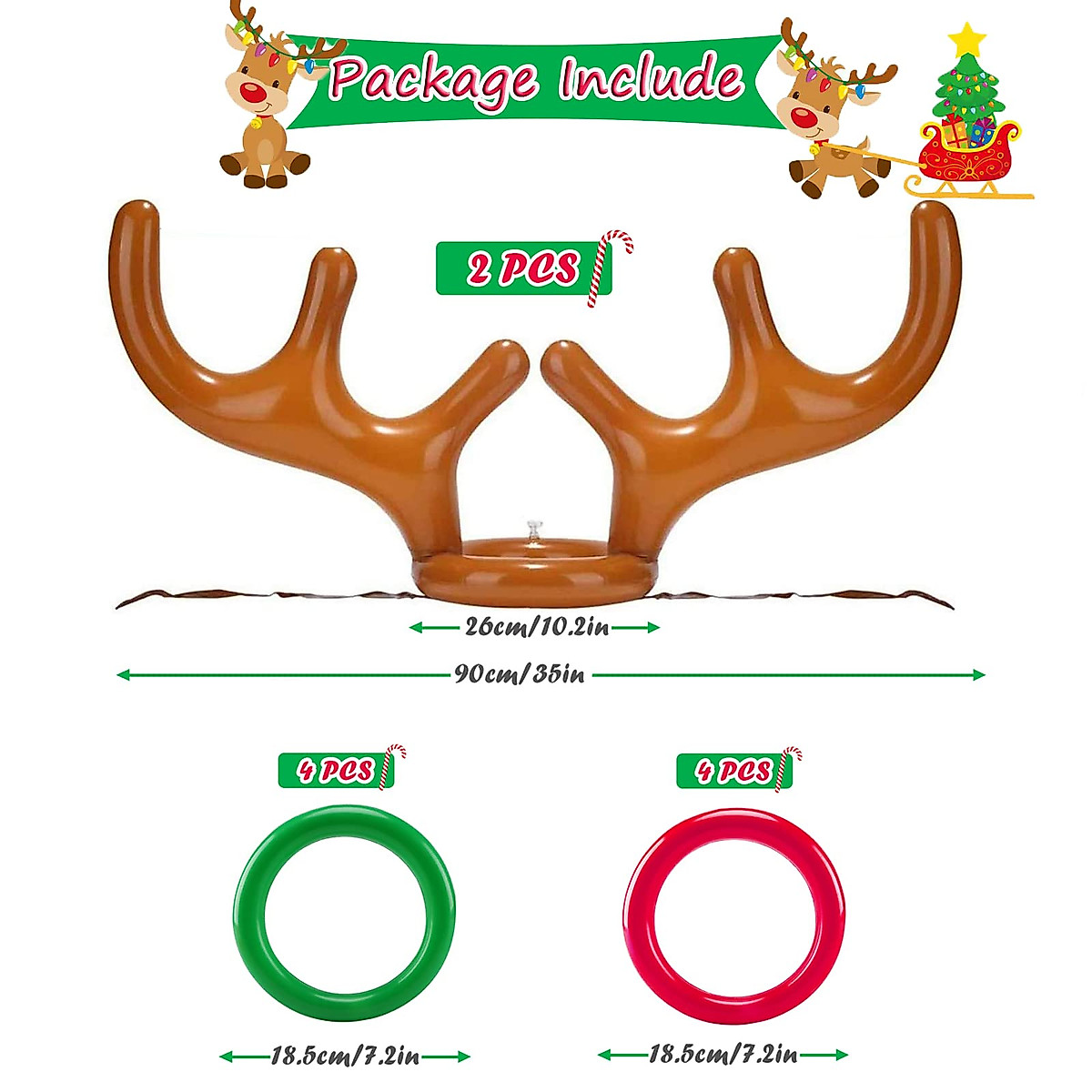 2 Sets Inflatable Reindeer Antler Ring Toss Game,Reindeer Antler Throwing Games, Family Interactive Christmas Party Games, Children's, Suitable for Outdoor and Indoor Christmas Family Games
