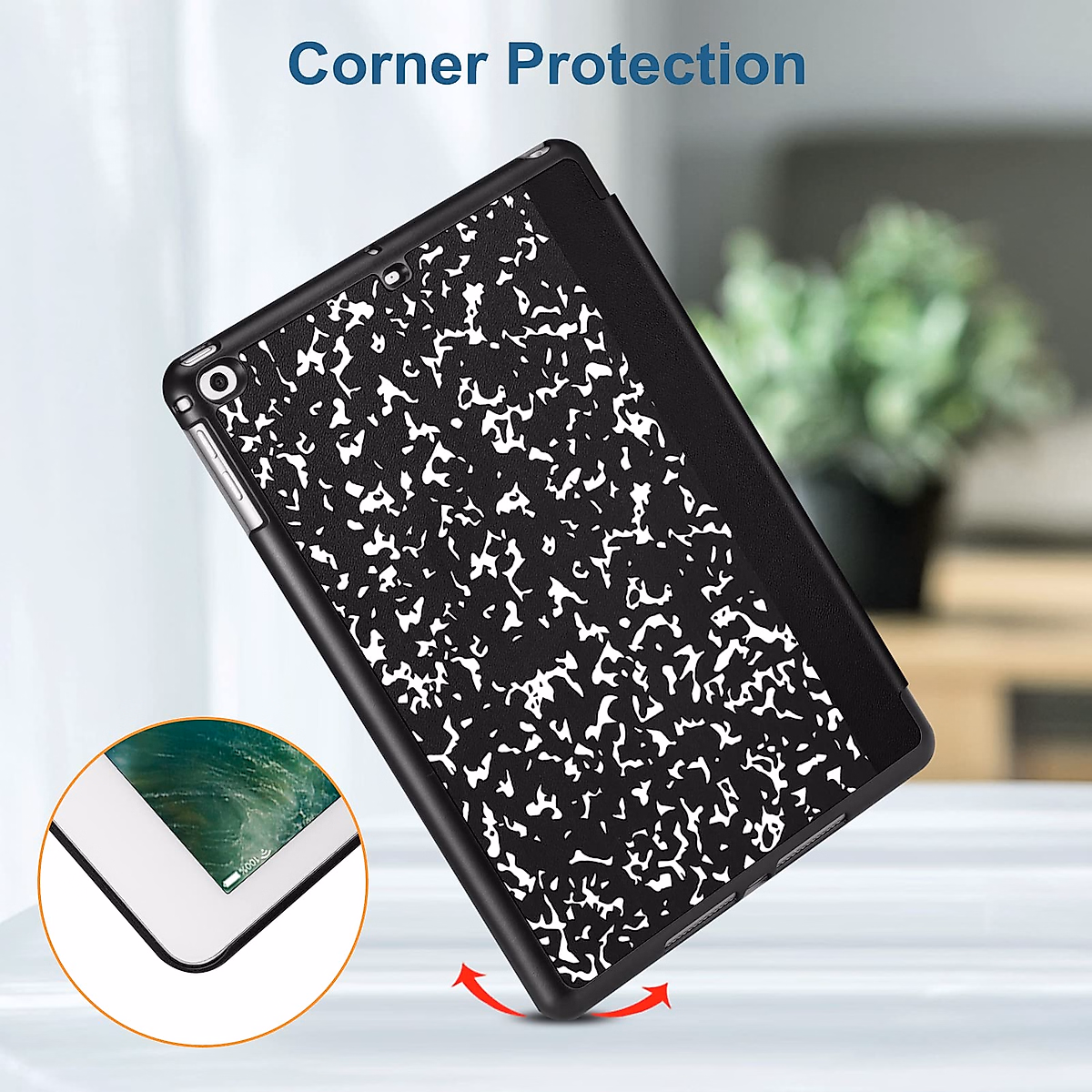 Fintie Case for iPad 6th / 5th Generation (2018/2017), iPad Air 2 / Air 1 (9.7 Inch) - Lightweight Slim Shell Standing Cover with Auto Wake/Sleep Feature, Composition Book Black