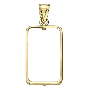 Roy Rose Jewelry 14K Gold Tab Back Frame Pendant For Swiss Pamp Suisse Credit Bar Frame Mounting Bezel - 10 gram