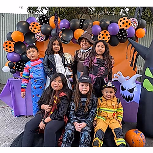 Bonropin Halloween Balloon Garland Arch kit with Halloween Spider Web, Boo Aluminum Foil Banner Balloons, Spider Balloons, Black Orange Purple Confetti Balloons for Halloween Day Party Decorations