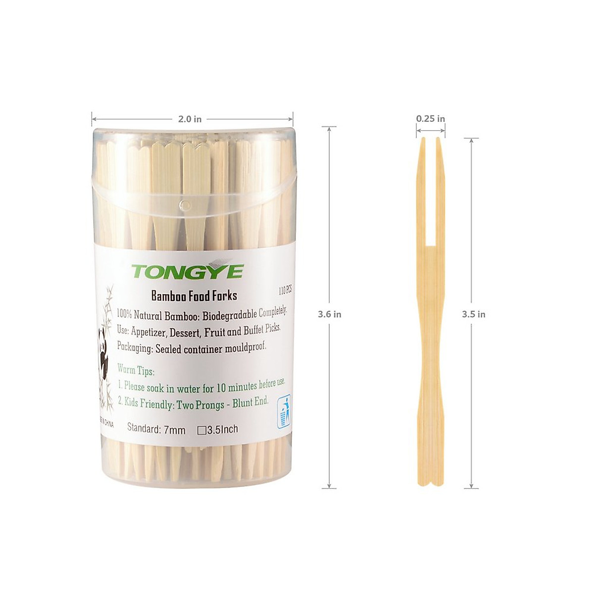 Tongye Banboo Forks 3.5 inch 110 Pcs & Bamboo Toothpicks 3.5 inch 340 Pcs