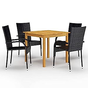 Camerina 5 Piece Patio Dining Set Patio Table and Chairs Set Outdoor Patio Dining Set Outdoor Patio Furniture Patio Set Black 3067693