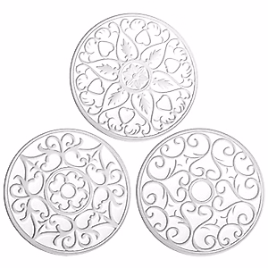 Smitchraft Silicone Trivets for Hot Dishes, Pots & Pans, Multi-Use Hot Pads Kitchen Quartz Countertops, Silicone Pot Holders Mats, Non-Stick Carved Heat Resistant Mats for Counter & Table, Set 3 White