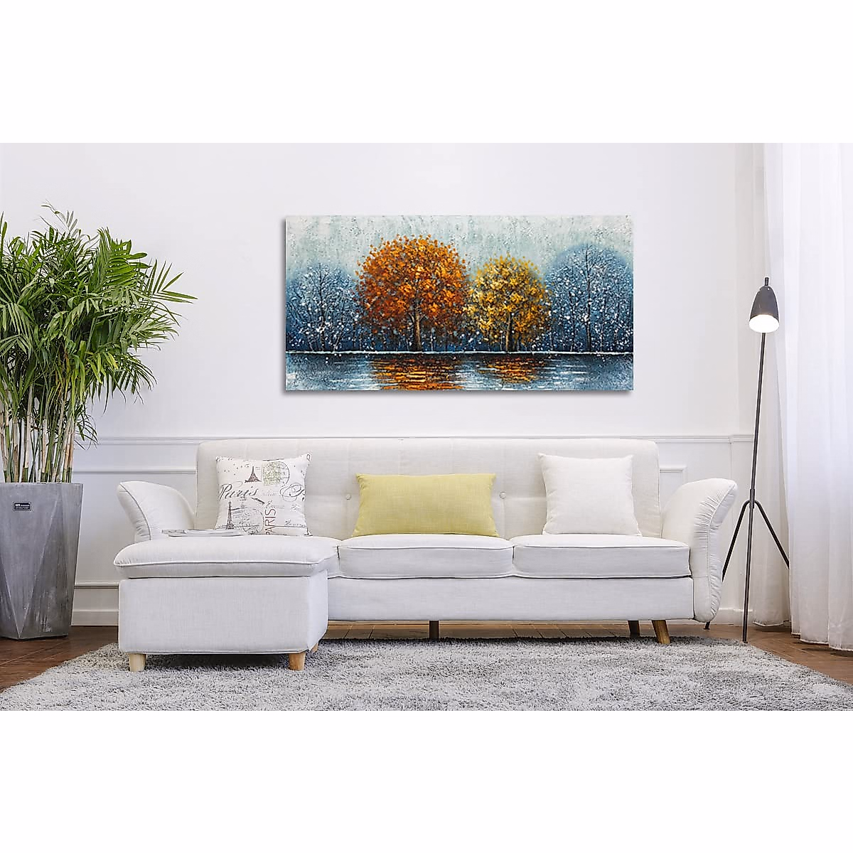 V-inspire Art,24x48 Inch Modern Abstract Hand-Painted Oil Painting Tree Art Wall Art For Living room Bedroom Canvas For Wall Decorations