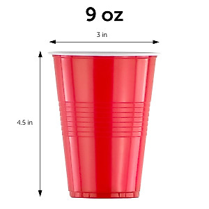DecorRack Red Plastic Cups, 9 oz Disposable Cups (50 Count)