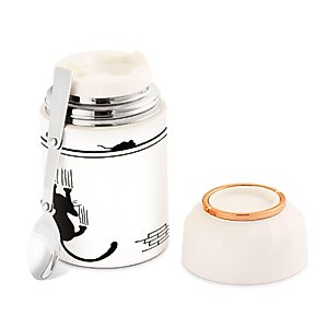 CUPADA Black Cat Scratch Mouse Food Jar, Wall Funny Insulated Hot Food Jars Vacuum 17OZ with Folding Spoon for Work Trip Picnic Camping