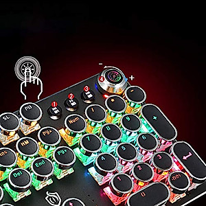 LANOA Gaming Mechanical Keyboard, Metal Panel,LED Backlit,USB Wired,Typewriter-Style Round Keycaps,for Laptop Desktop PC Black