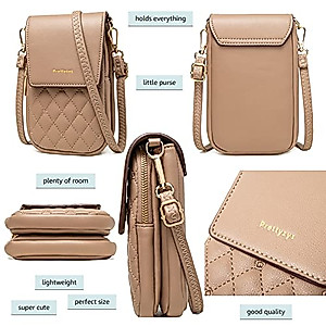 KINOUCHI Cell Phone Purse Small Crossbody Bags for Women - Leather Shoulder Handbag Wallet Messenger Bag for Travelling