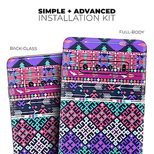 DesignSkinz Pink & Teal Modern Colored Aztec Pattern Protective Vinyl Decal Wrap Skin Cover Compatible with The Samsung Galaxy S20 (Screen Trim & Back Glass Skin)