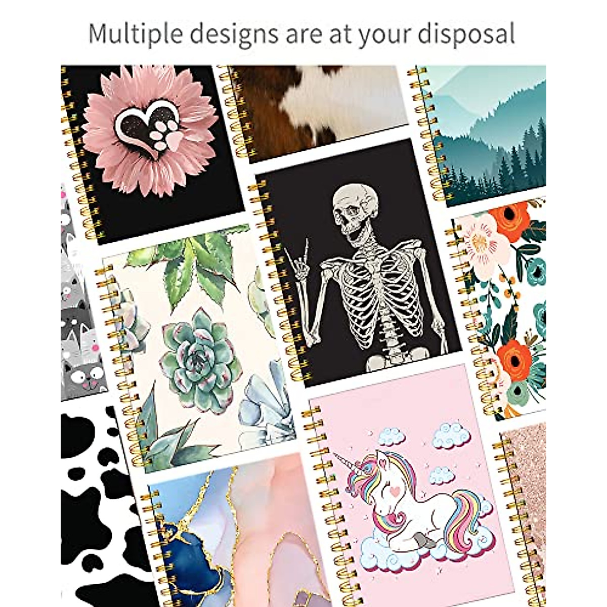 iampanda Spiral Journal Notebook,Strong Twin-Wire Binding with Premium Paper for Girl Women,Cool Funny 60 Sheets A5 College Ruled Notebook/Journal,Perfect for School Office Home Gifts,Skull Human Skeleton