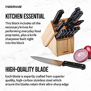 Farberware 14-Piece Triple-Rivet Knife Block Set with Built-In EdgeKeeper Knife Sharpener