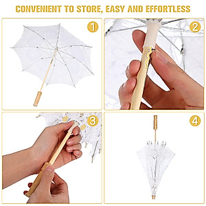 Toyvian 44cm Lace Umbrella Wedding Small Umbrella for Bride Wedding Gift Photo Props Kids Gift - White