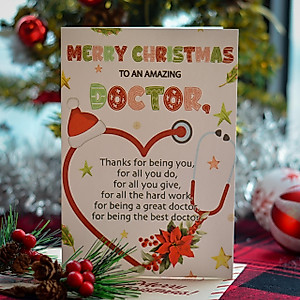 BlinkWishes Christmas Card for Doctor, Doctor Merry Christmas Greeting Card with Envelope and Seal, Thank You Christmas Gift for Doctor and Healthcare Worker, Xmas Gift Ideas