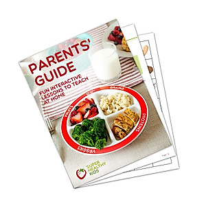 Health Beet MyPlate Portion Control Plate with Dairy Bowl & Parents Guide – 4 Divided Sections of Fruit Grains Veggies Proteins - Sectioned Plates for Health Education - (Set of 1 Each)