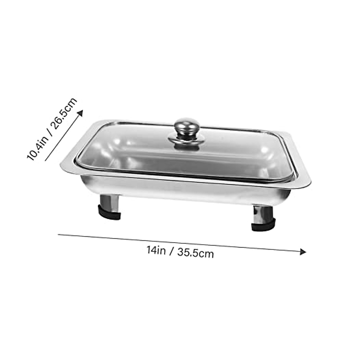 Cabilock 2pcs Steel Buffet Square Tray Salad Servers Square Dinner Plates Grill Serving Platters Chafing Buffet Set Chafing Pans Rectangular Buffet Serving Plate Serving Dish Buffet Pans