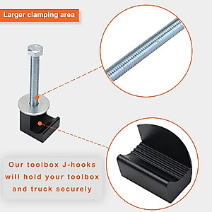 Upgraded Truck Tool Box Mounting Kit Comes With Fastening Nuts - Aluminum Pickup Truck Bed Toolbox Mounting Kit - Universal Black Truck Tool Box Tie Downs Accessories - J-Hooks Crossover Fixed Kit