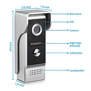 AMOCAM Video Intercom System, 7 Inche Monitor Wired Video Door Doorbell Kit, Outdoor IR Camera Door Intercom, Support Monitoring, 2-Way Intercom Unlocking for Home