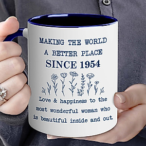 DEKIDOKA 70th Birthday Gifts For Women - 70th Years Old Birthday Gifts - Ceramic 1954 Coffee Mugs - Vintage 70th Birthday Gifts Presents - 70 Years Old Birthday Gifts for Mom Sister Family