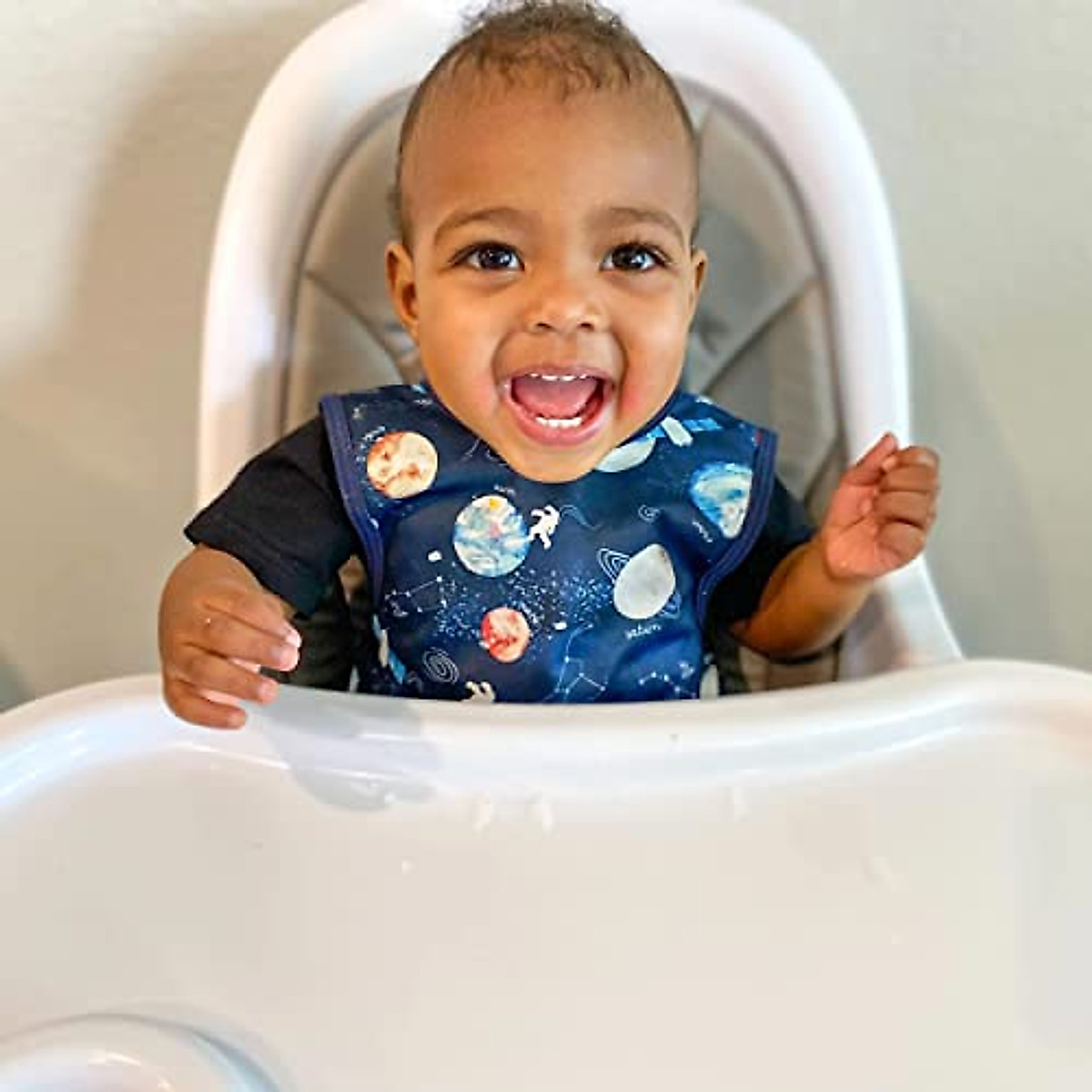 BapronBaby Outer Space Bapron - No Neck Tie Safer Bib for Baby & Toddler - Soft Waterproof Stain Resistant - Machine Washable - Sz Preschool 3-5yrs