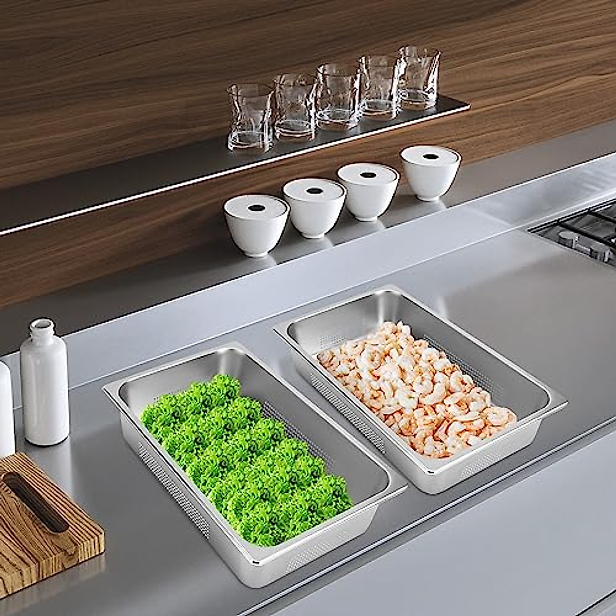 CNCEST 2pcs 4 Inch Commercial Food Heater, Steam Table Plate Buffet Counter Perforated Portable, for Use in Restaurant Canteensce