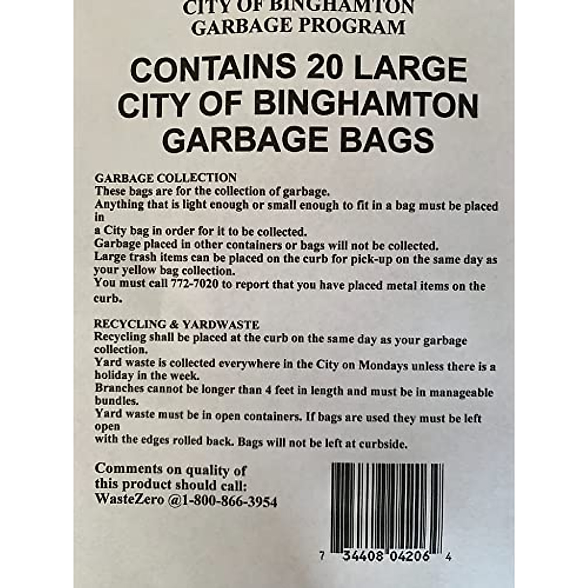 City of Binghamton Garbage Bags