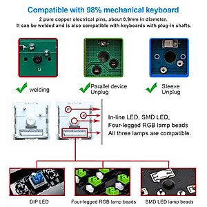 80 Pcs OUTEMU Gaote Blue Switches 3 Pin DIY Replaceable Gateron Cherry MX Equivalent Switch for Mechanical Gaming Keyboard