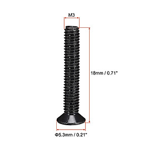 uxcell M3 x 18mm Phillips Screw Fastener Black for Laptop PC TV Fan Switch 200pcs