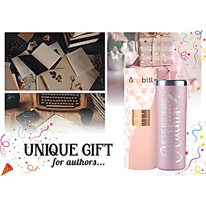 Onebttl Writer Gifts for Women - Future Author - 20oz/590ml Glitter Stainless Steel Insulated Tumbler with Straw - Graduation/Birthday/Christmas Gift for Writers, Novelist - Glitter Pink