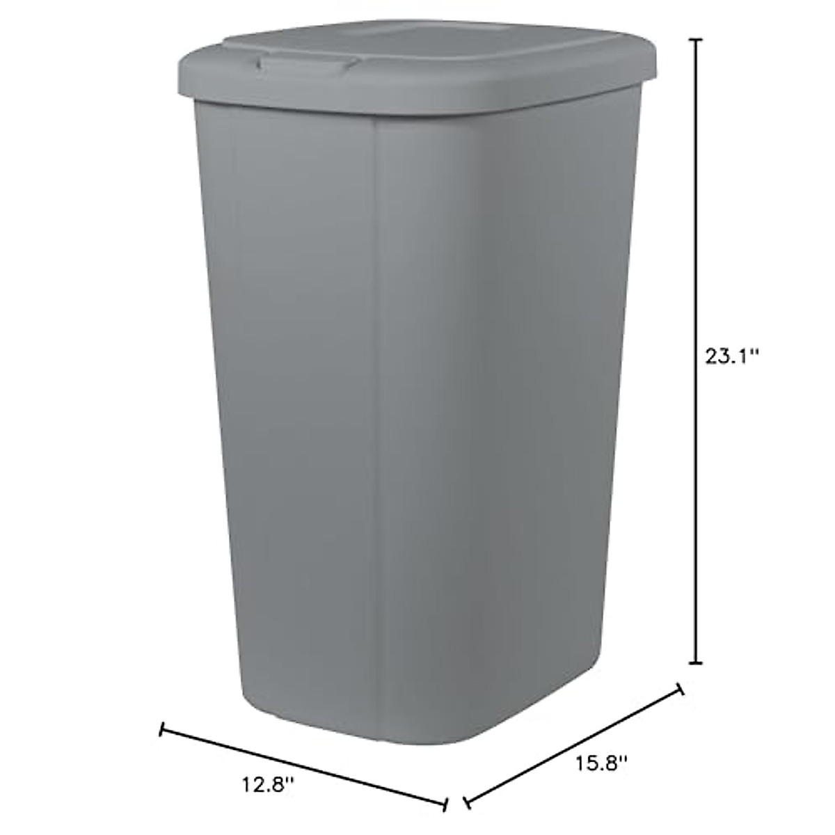 FGriD 13.3 Gallon Trash Can, Plastic Touch Top Kitchen Trash Can, Grey