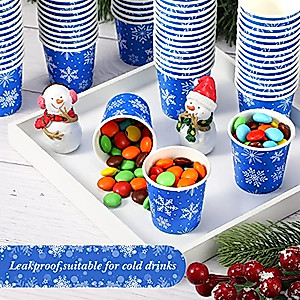 500 Pcs Tasting Paper Cups 2oz Disposable Mouthwash Cup Mini Beverage Drinking Cup Small Snack Cup for Kid Adult Home Bathroom Kitchen Picnic Travel Events Party Supplies Favors (Snowflake)