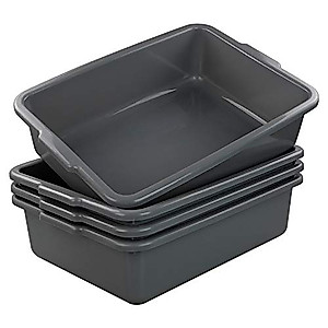Begale 4-Pack 23 L Large Plastic Commercial Utility Bus Box, Bus Tubs, Gray