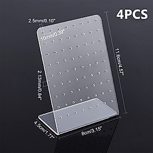 PH PandaHall 4 Pack 72 Holes Acrylic Earring Holder Organizer Ear Studs Jewelry Storage Display Rack Showcase Earrings Display Stand Earring Storage for Selling Retail Marketing Personal 3x2x4.5inch