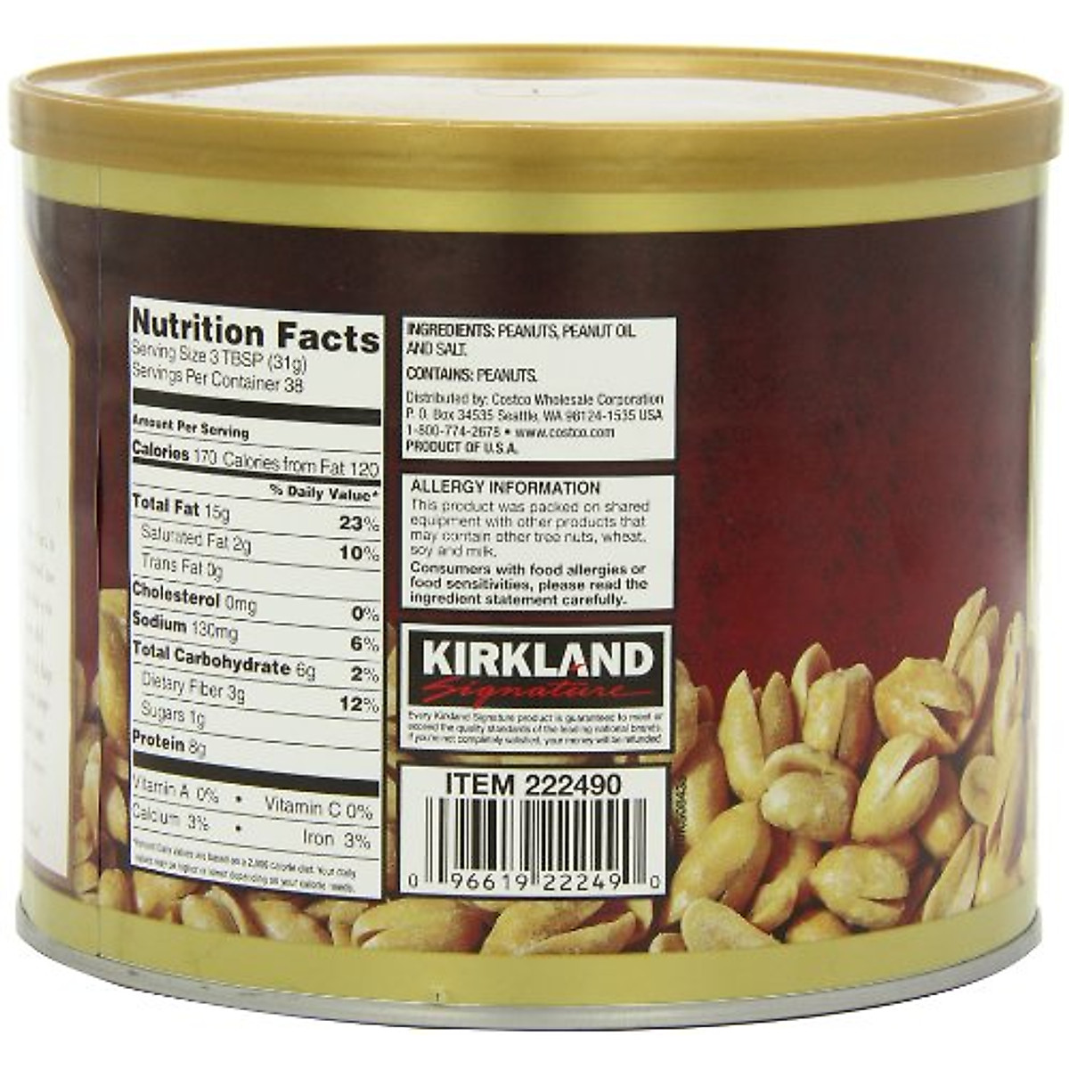 Kirkland Signature Super XL VA Peanuts, 40 Ounce, Light Brown