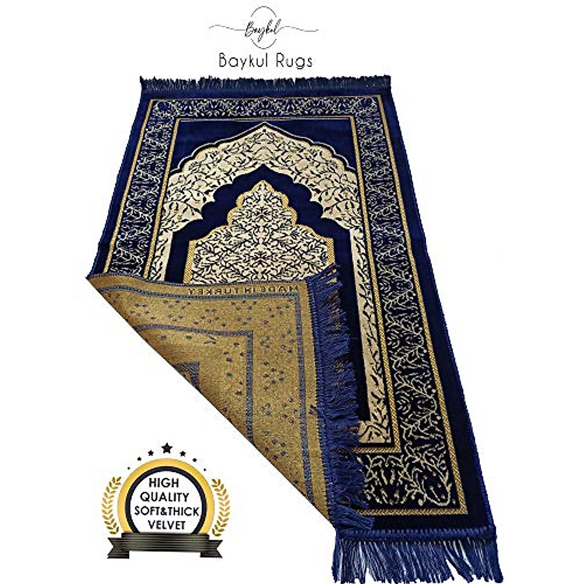 BAYKUL Muslim Prayer Rug - Islamic Turkish Prayer Rugs-Great Ramadan Gifts-Prayer Mat for Women and Men-Islam Carpet-Portable Muslims Mats-Praying Rugs Islam with Beads-Gift Prayer Beads 99