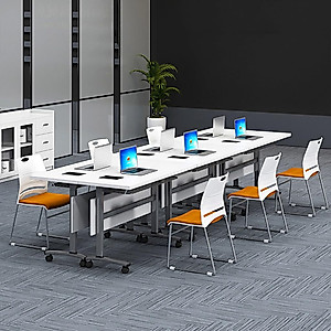 Flip Top Mobile Training Table with Modesty and Lockable Wheels, Folding Meeting Room Table Boardroom Desk for Office Conference Room(no Chair) (Color : A(Excluding Chairs), Size : 120 * 60 * 75cm)