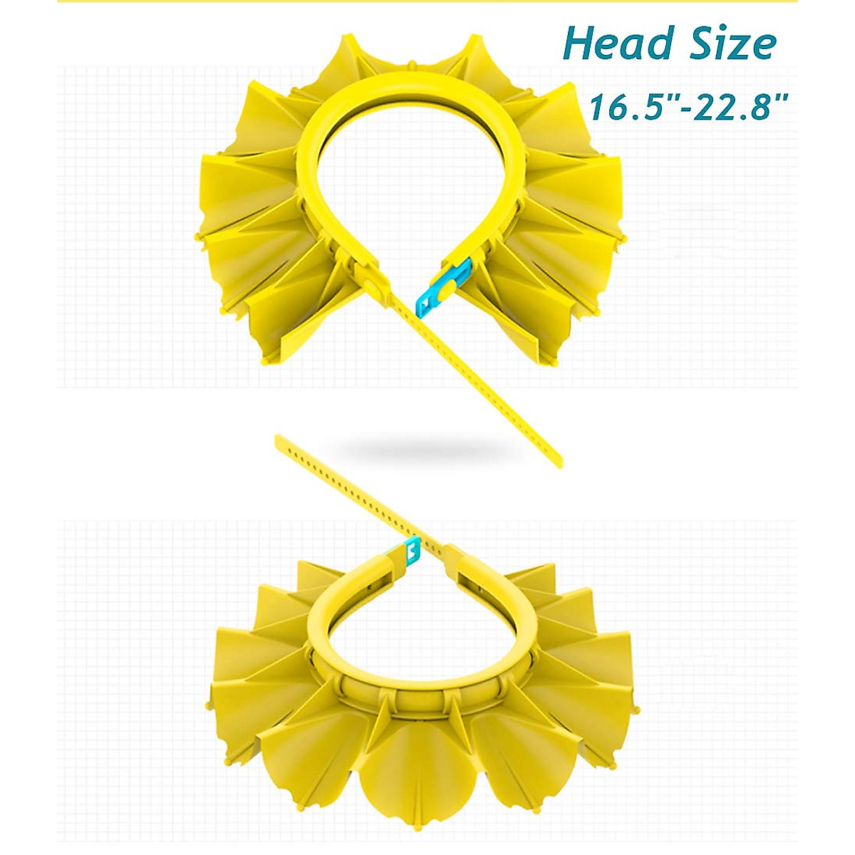 Baby Shower Cap Silicone Bathing Hat, Adjustable Shower Cap Kids, Infants Soft Protection Hat Safety Visor Cap Hat for Toddler Children (Yellow, Big Size(1-12 Years old/16.5-22.8 Inches))