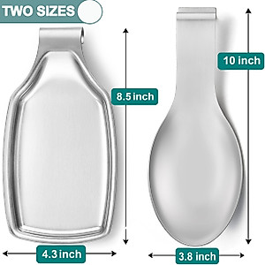 LIANYU Spoon Rest Set of 2, Stainless Steel Spoon Holder for Kitchen Stove Top, Spatula Spoon Ladle Utensil Holder, Heavy Duty, Dishwasher Safe