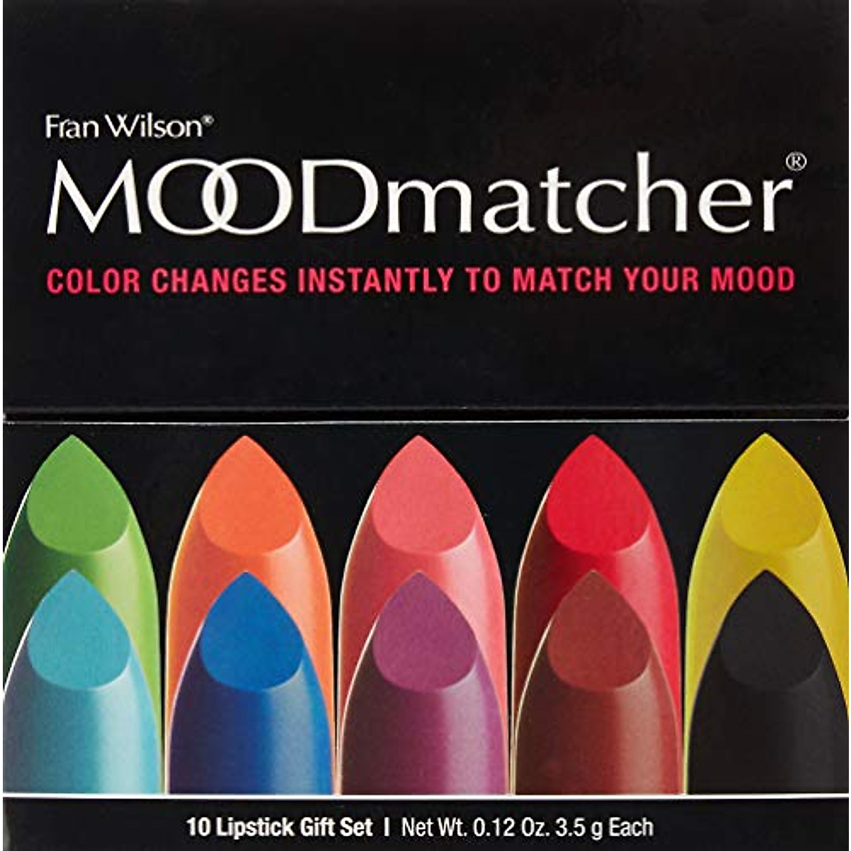 MOODmatcher Lipstick, 10PC Collection of the Original Color-Change Lipstick - Maskproof, 12 HOUR Long Wear, Enriched with Aloe & Vitamin E for Ultra-Hydration, Waterproof - Made in USA